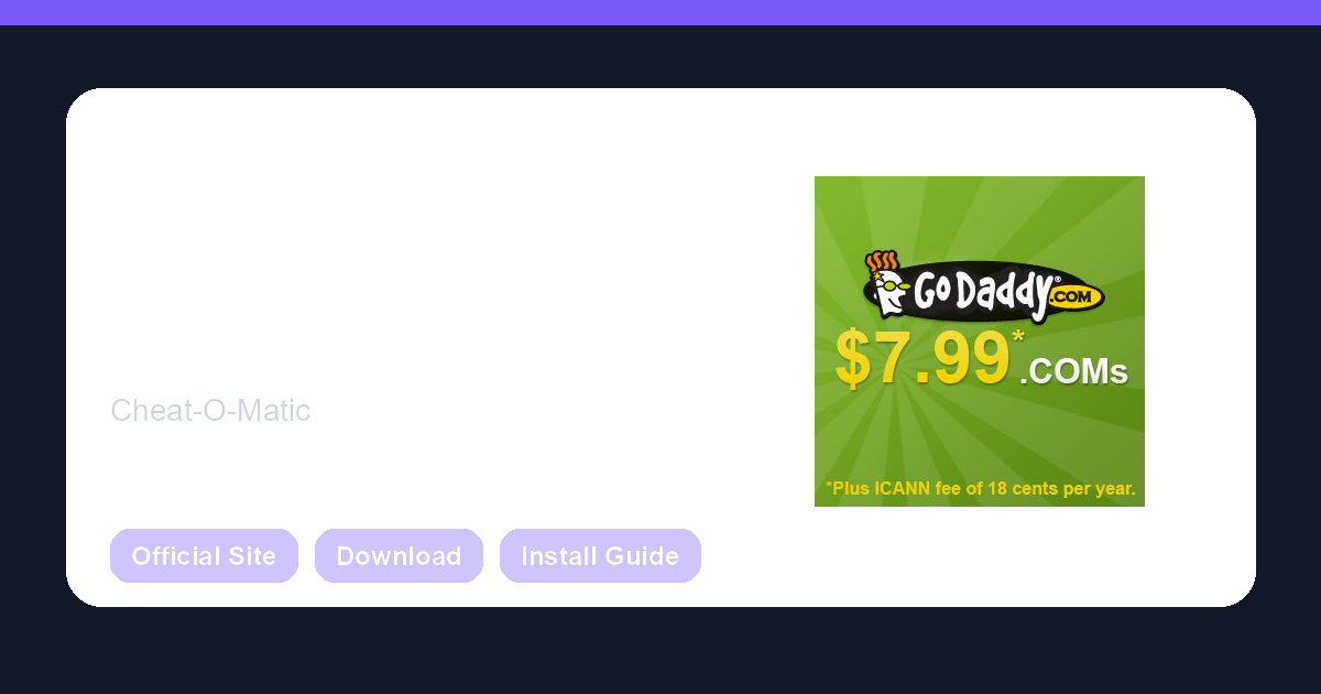 [Tools] Cheat-O-Matic 설치와 사용법: 공식 배포가 끝난 레거시 메모리 도구 정리 - NeoMind Studio™